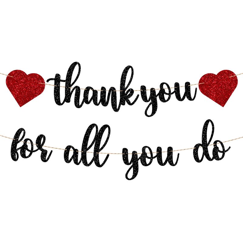 Thank You for All You Do Banner Black Glitter Banner Employee Teacher ...