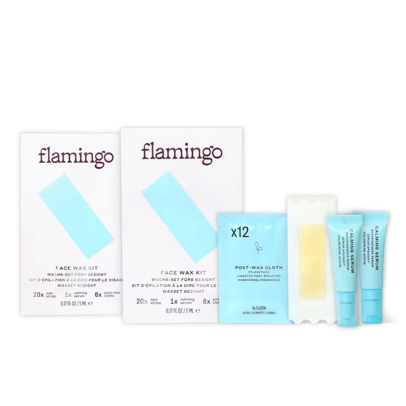 Flamingo Face Wax Kit - Women's Waxing Kit with 40 Strips, 2 Calming ...