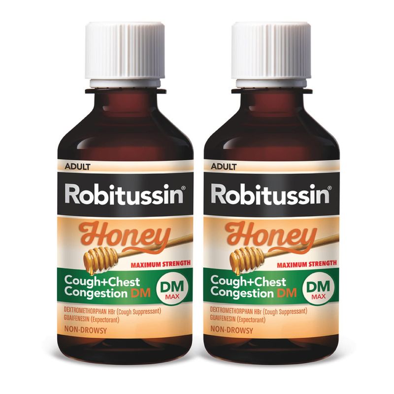 Robitussin Maximum Strength Honey Cough Plus Chest Congestion DM, Cough ...