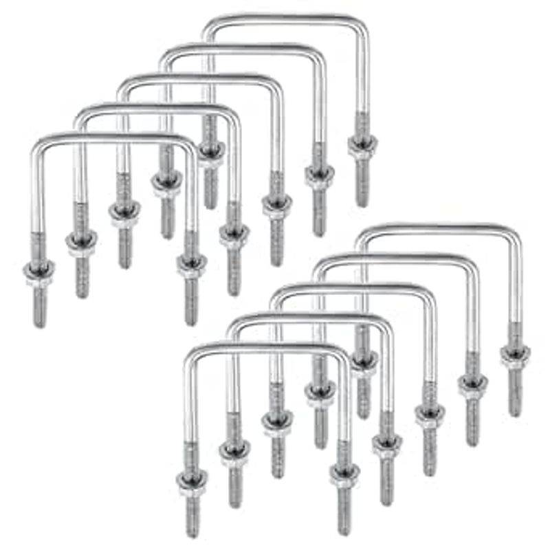 AUSYIWI Pack Of 10 U-bolts M6 Bolts U U-bolts 80 x 50 CM, Square U-bolt ...