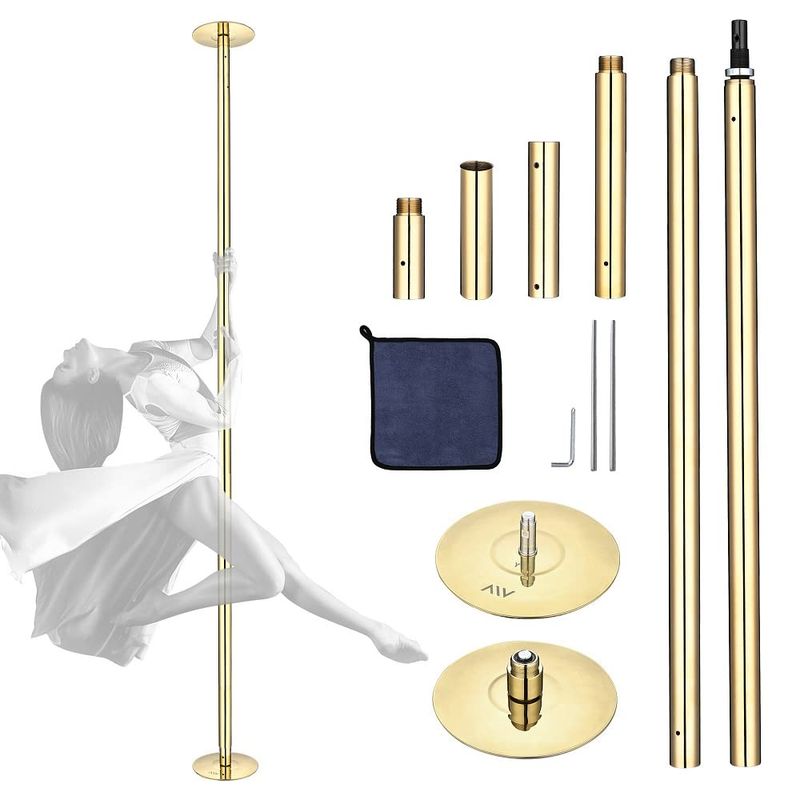 ZeHuoGe Gold 45mm Spinning Static Fitness Dancing Pole Kit 9.25ft ...