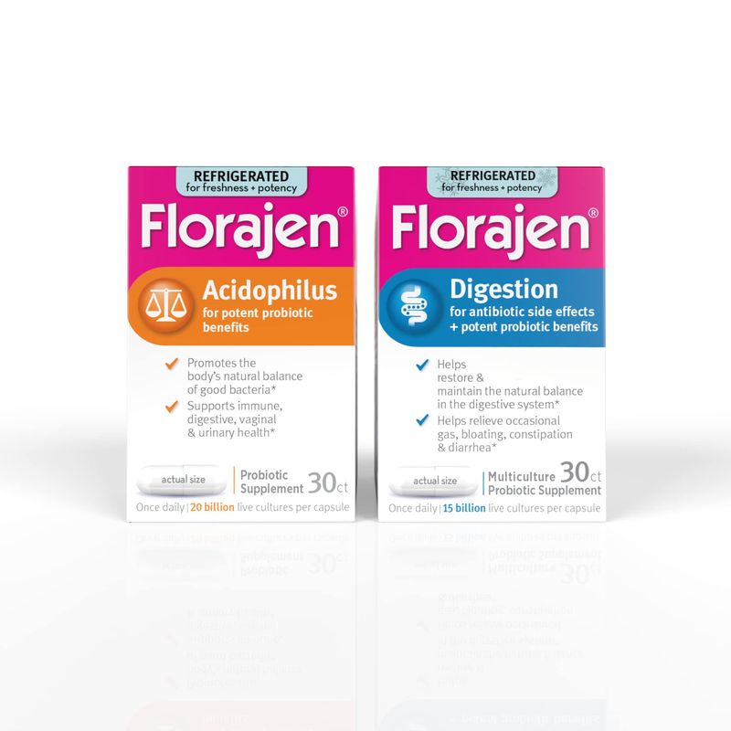 Florajen Probiotics Variety Pack: 30 Capsules Acidophilus Probiotics ...