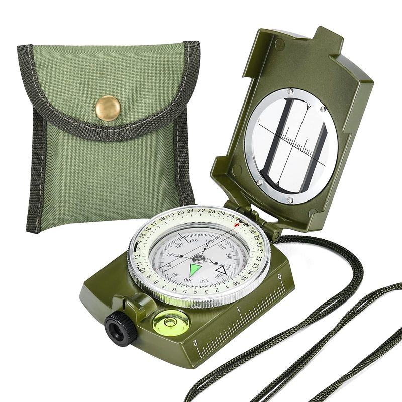 Military Lensatic Sighting Compass Survival with Carrying Bag, Compass ...