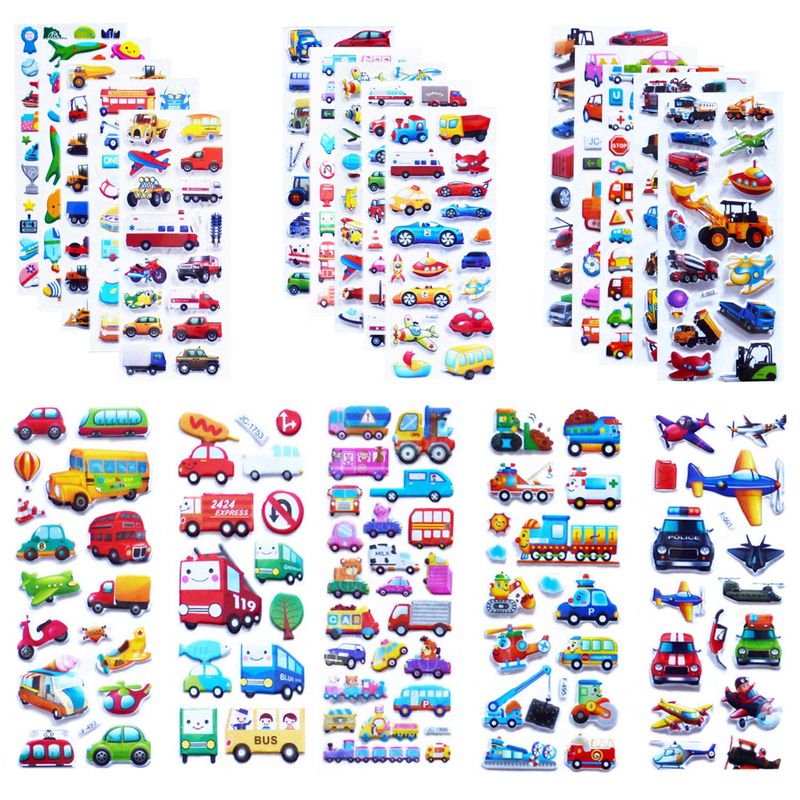 Kids Cars and Trucks Stickers Party Supplies Pack, 20 Different Sheets ...