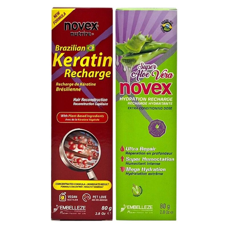 Novex Brazilian Recharge + Super Aloe Vera Recharge 2.8oz w/Free Nail ...