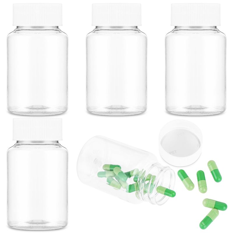 WLLHYF 4Pcs Clear Pill Bottle, 80ml Empty Clear Plastic Pill Bottles ...