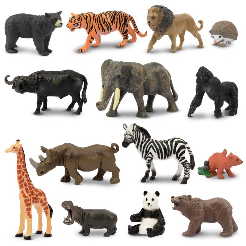 TOYMANY Mini Animal Figure, 14PCS Mini Wild Animal Figure Set, Realistic Animal Model, Zoo Theme ...