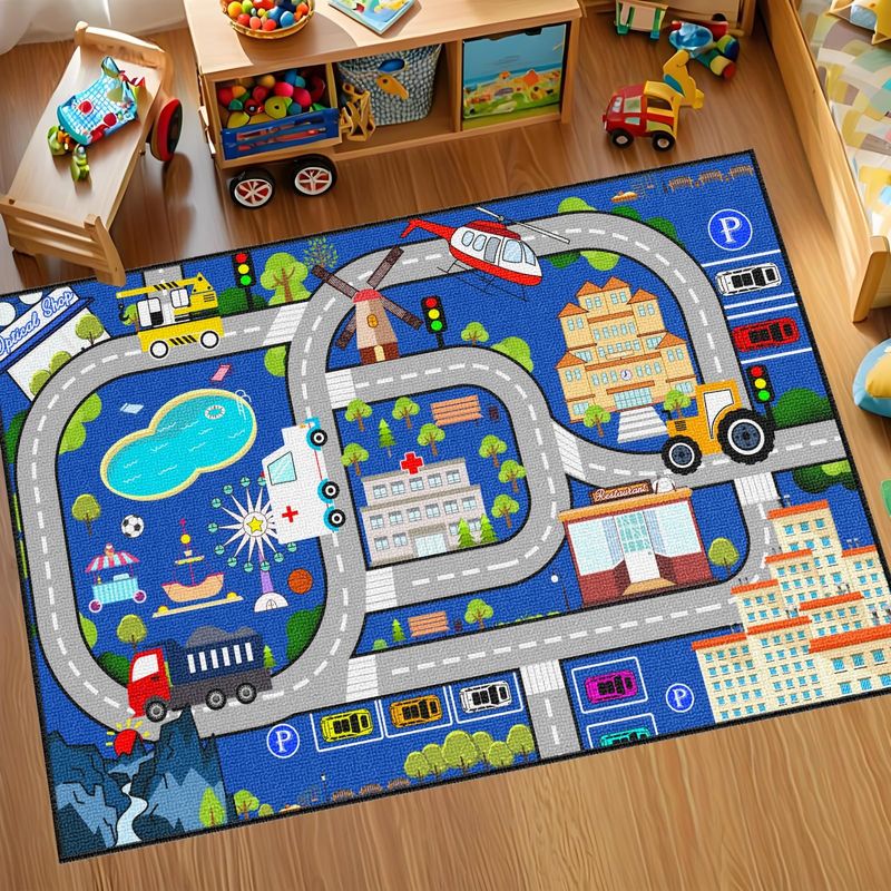 Car Mat for Kids Toy Cars - Car Track Rug Car Carpet for Kids Play Mat ...