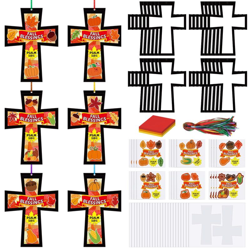 Chiisong 24 Sets Religious Fall Cross Craft for Kids Fall Blessing ...