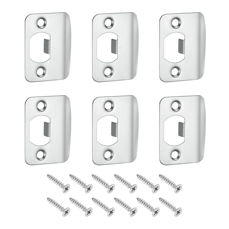 sourcing map D-Type Door Strike Plate, 6Pcs 57mm x 45mm Rounded Corners ...