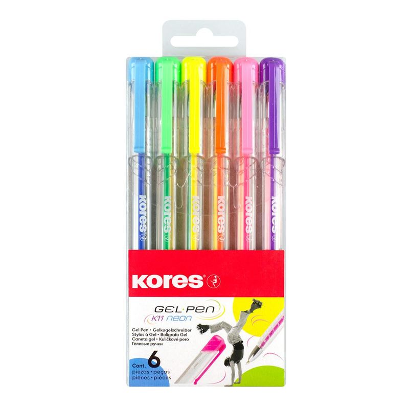 Kores - Neon Gel Pen - K11 0.8 mm Ergonomic Triangle Shape Chrome Tip ...