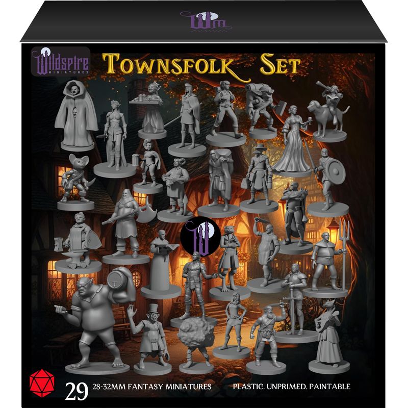 Newcombie 29 Heroic Townsfolk Fantasy Miniatures for DND, Dungeons and ...
