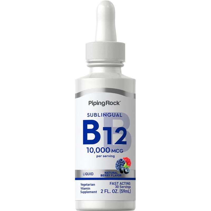 Vitamin B12 Sublingual | 10000 mcg | 2 Fl Oz | Non-GMO | by Piping Rock ...