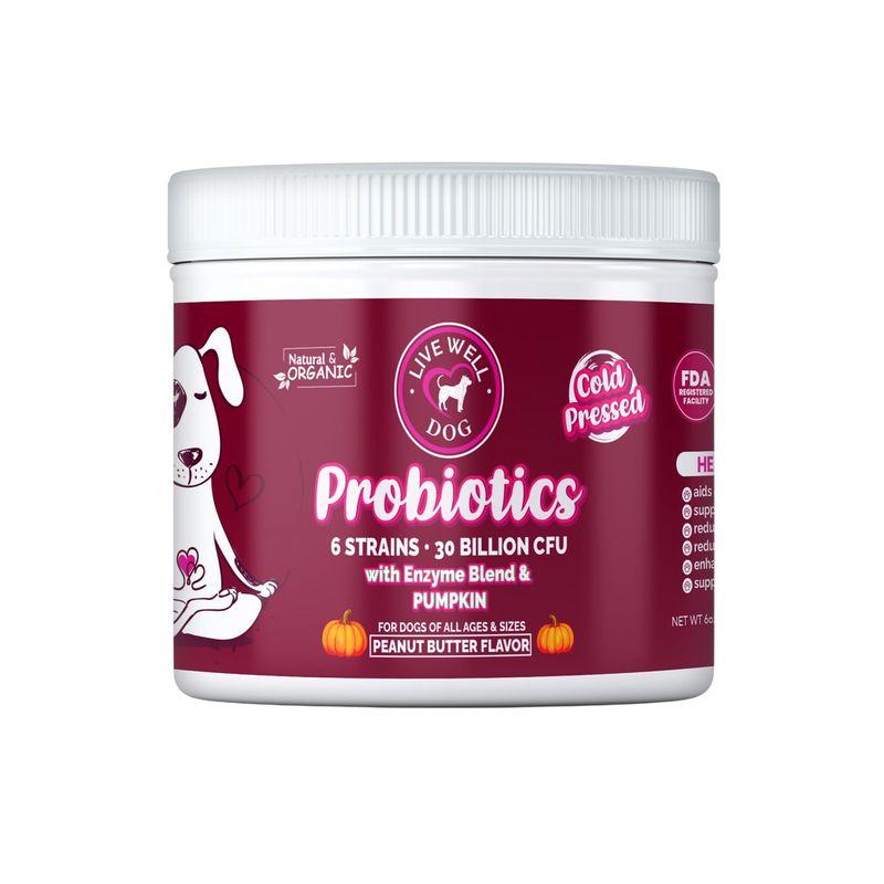 Live Well Dog Probiotics Chew, 6 Strains, 30 Billion CFU, Canine ...