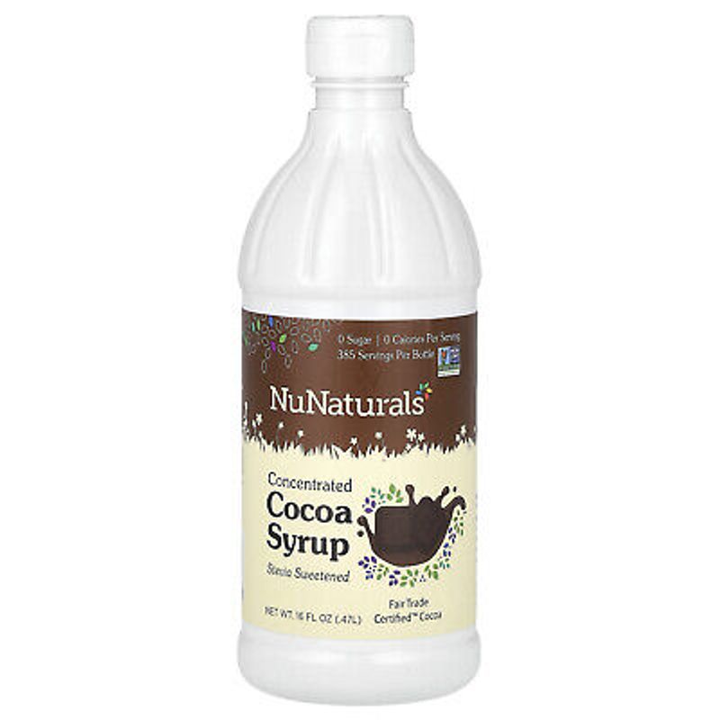 NuNaturals NuStevia Cocoa Syrup 16 fl oz 47 l Fair Trade, Non-GMO ...