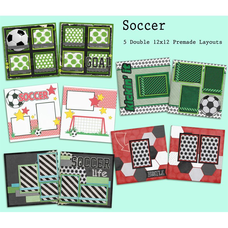 Soccer Scrapbook Set - 5 Double Page Layouts - Online Marketplace ...