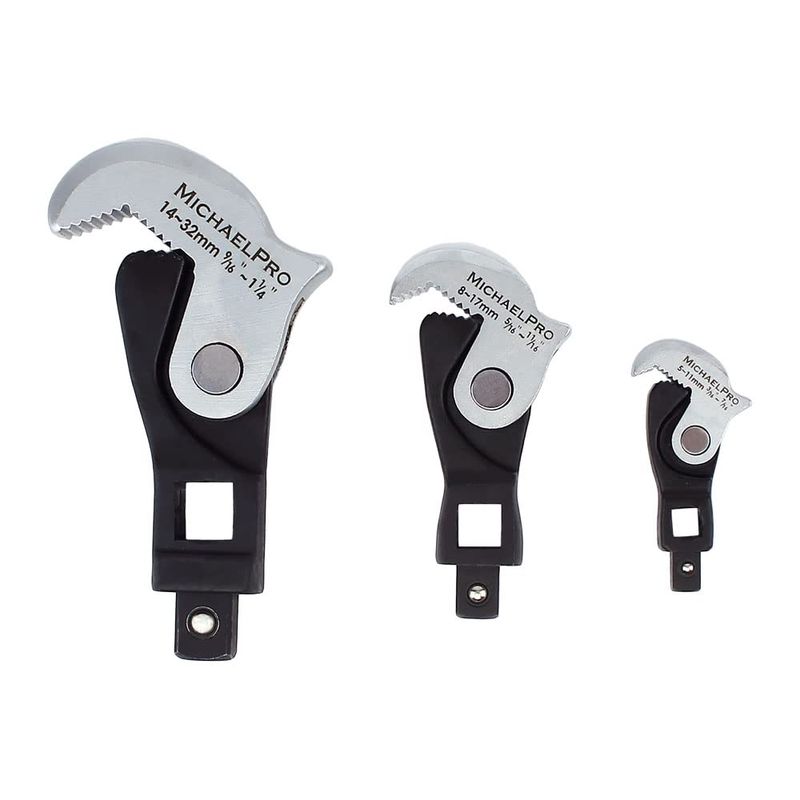 MichaelPro 3-Pc Spring-Loaded Auto Size Adjusting Crowfoot Wrench Set ...