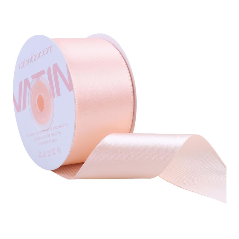 VATIN Light Peach Single Face Satin Ribbon 38 mm, 25 Metres Solid ...