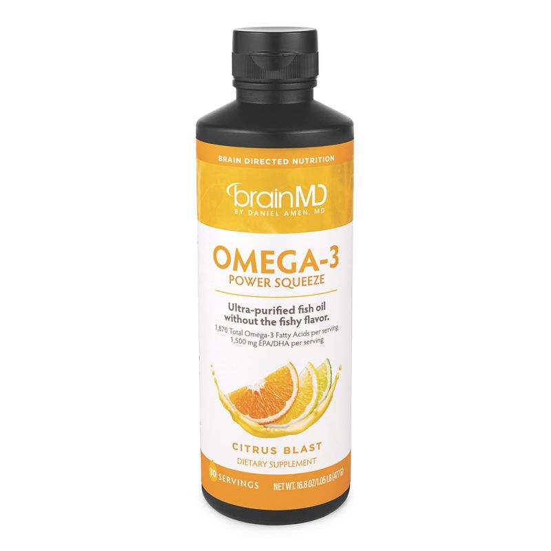 BRAINMD Dr Amen Omega-3 Power Squeeze, Citrus Blast - 16.8 oz ...