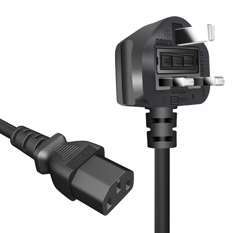 EXTRASTAR 13A Fused Power Cable, 3 pin Mains Power Lead (IEC320C13 to ...