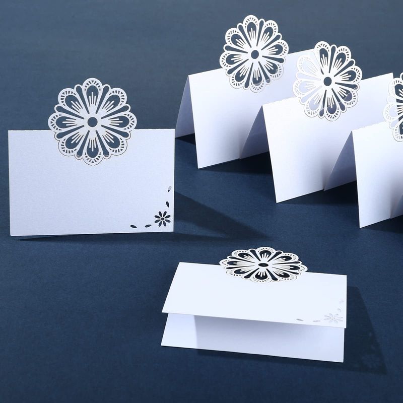 50pcs Double Gold Border Table Place Cards for Weddings, Greenery ...