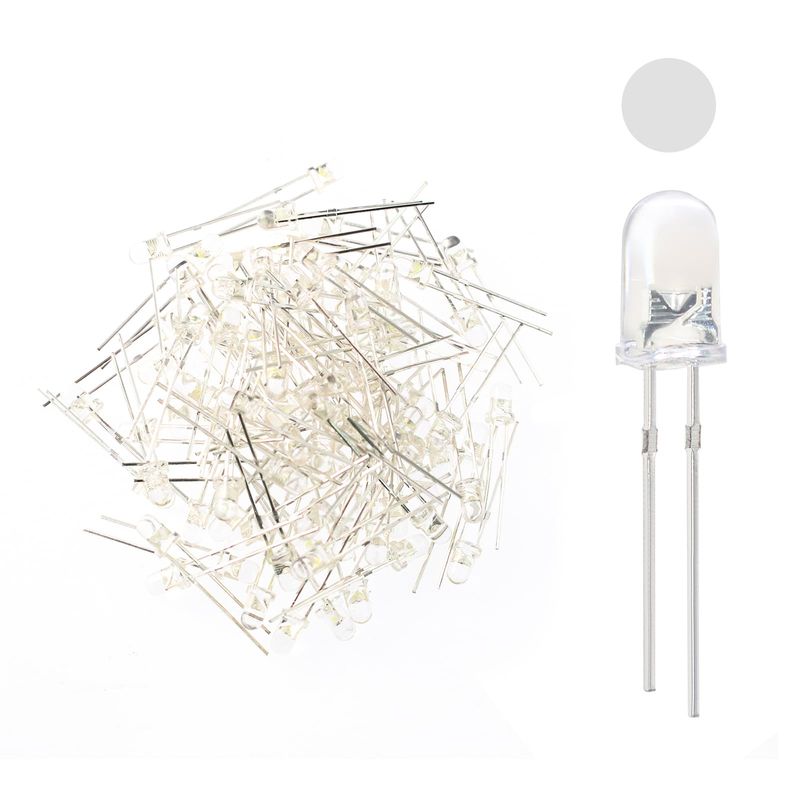 200Pcs 5mm Led Diode Lights White Led Emitting Assortment Kit,Round ...