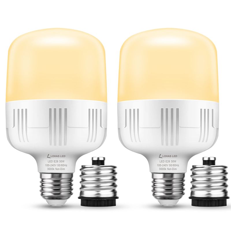 LOHAS Super Bright Light Bulbs, 250-300W Equivalent, 3400LM E26 Garage ...