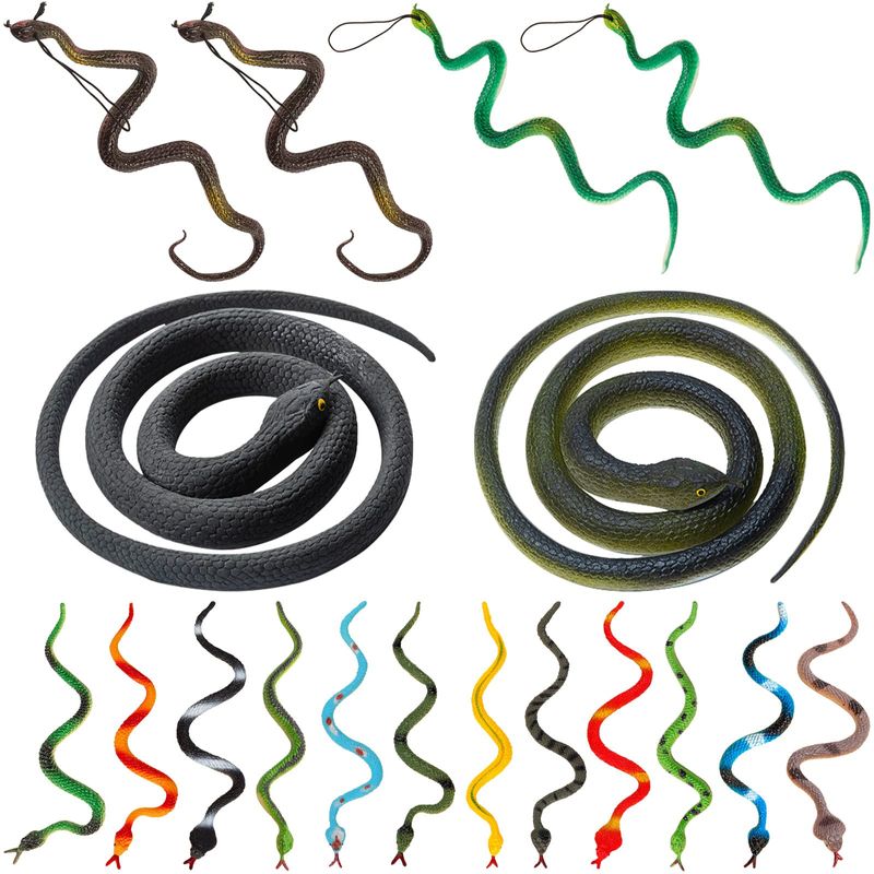 HFATMOS 18 Pcs Realistic Rubber Snakes, Assorted Sizes Plastic Snakes ...