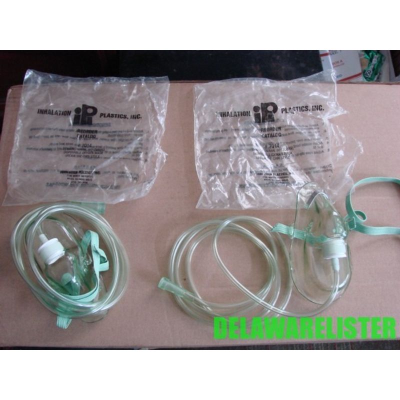 2x Adult Plastic O2 Disposable w/Clear Tubing Inhalation Plastics Inc ...