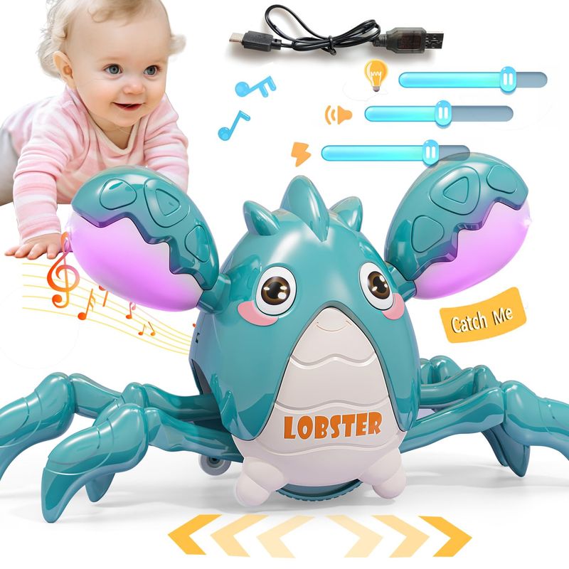 Gzsbaby Musical Baby Toy -Crawling Lobster Toy Sensory Tummy Time Toys ...