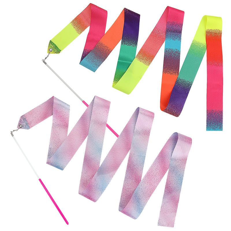 Bremorou 2 Pcs Dance Ribbons for Kids 78 Inch Sparkling Dance Ribbon ...