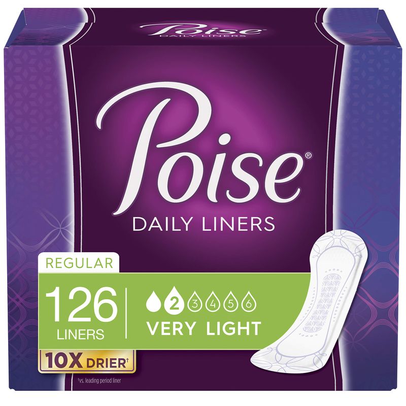 Poise Daily Incontinence Panty Liners, Very Light Absorbency, 126 Count ...
