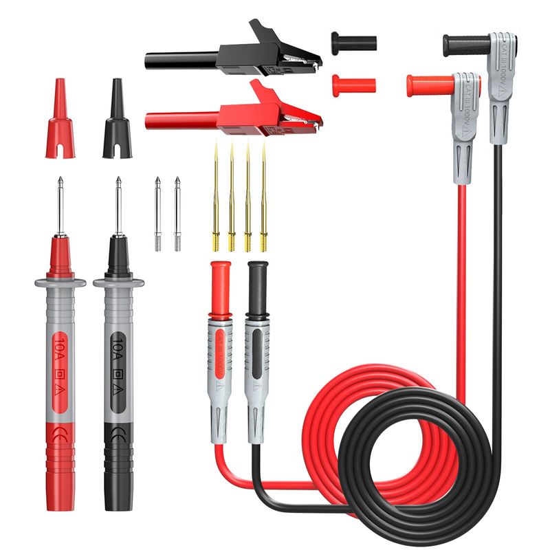 Cleqee Multimeter Test Leads Kit 4mm Banana Plug Cable Test Probe with ...
