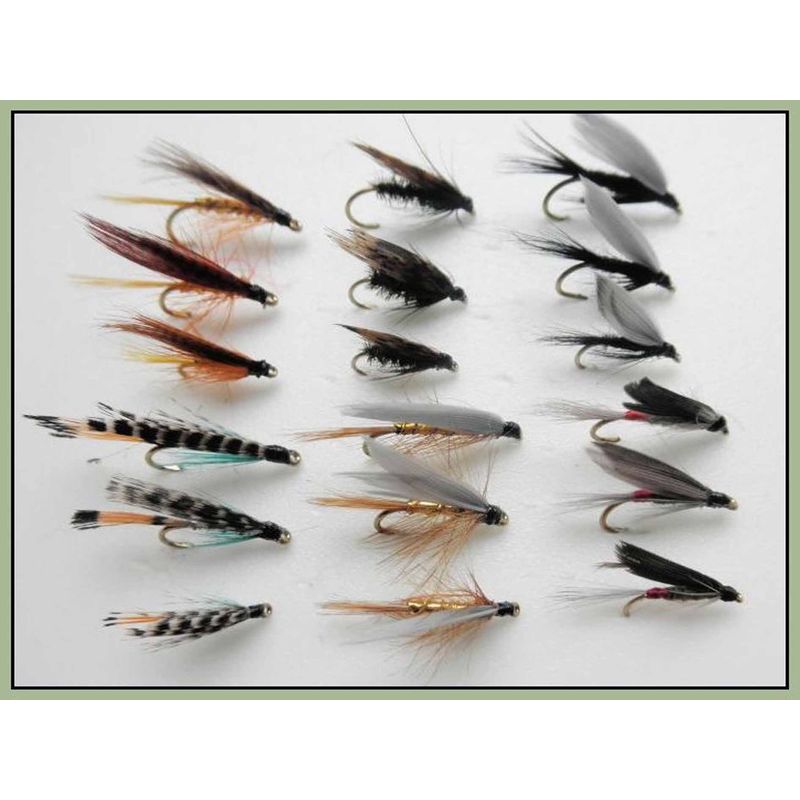 18 Wet Fishing Flies- Dunkeld, Alder, Black Gnat, Teal Blue and Silver ...