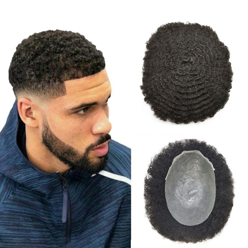 Hair Units for Black Mens Toupee Afro Hair Replacement System for Men 0 ...