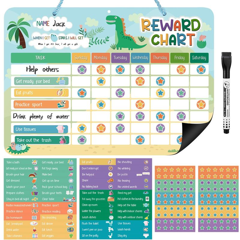 Reward Chart for Kids, Dinosaur Magnetic Behavior Chart for Kids at Home with 26 Chore Charts ...