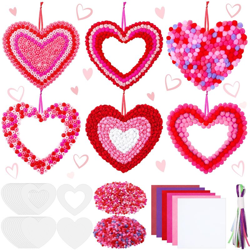 Jetec 24 Sets Valentine's Day Heart Paper Craft Kits Heart Shaped Art ...