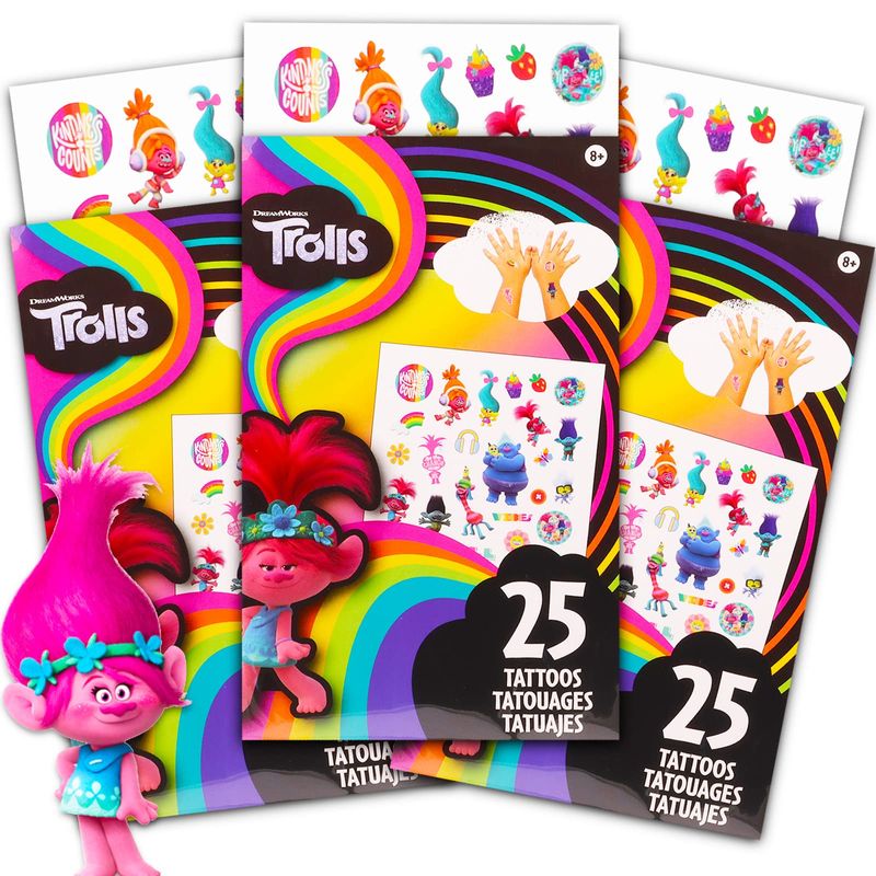 Dreamworks Studios Trolls Temporary Tattoos Party Favor Pack Bundle ...