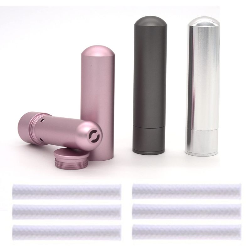 3 Essential Oil Aromatherapy Inhalers with Cotton Wicks – Multi-Color ...