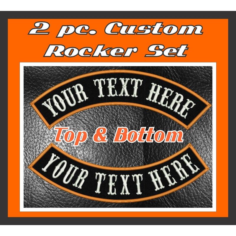 MC Rocker Patch Set Top & Bottom 13" Custom Embroidered Biker Club ...