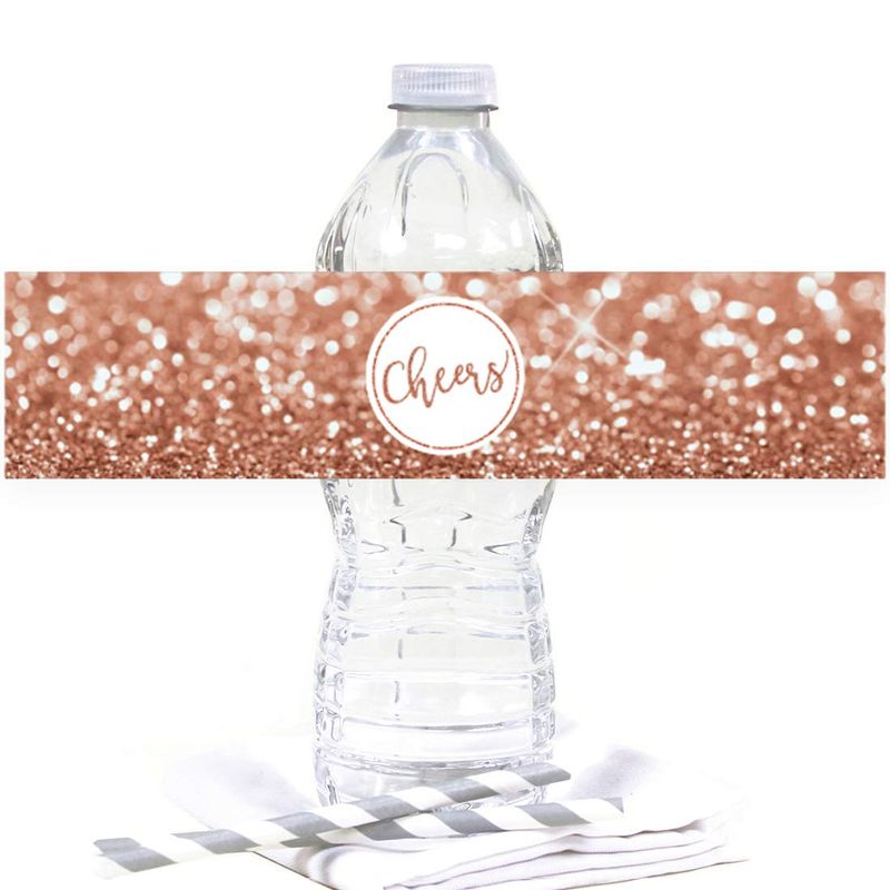 Andaz Press Glitzy Faux Rose Gold Glitter Water Bottle Sticker Labels ...