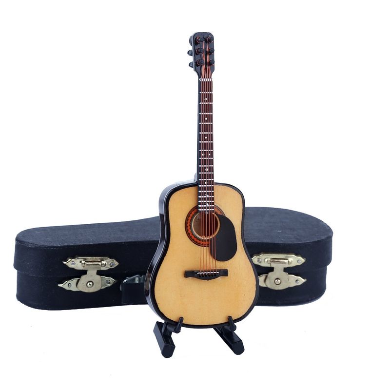 Dselvgvu Wooden Miniature Guitar with Stand and Case Mini Musical ...