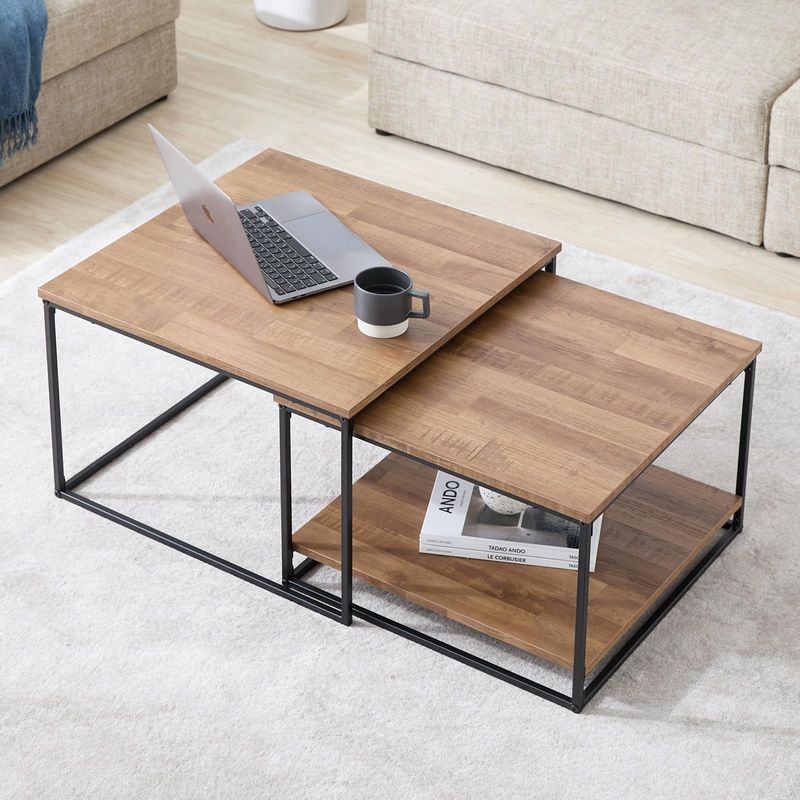 Lowya Table Low Table Living Table Center Table Nesting Table Wooden Stylish Square Storage ...