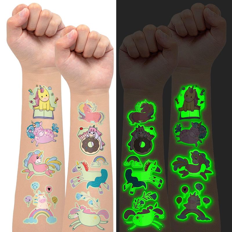 EMOME 50 Sheets Luminous Temporary Tattoo for Kids,Individual Kids Tattoos Stickers for Party ...