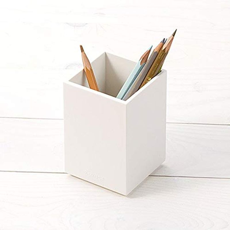 Keyuka Pen Stand, N (Natural White, Square), Made in Japan, Pen Holder, Tabletop Storage, Desk ...