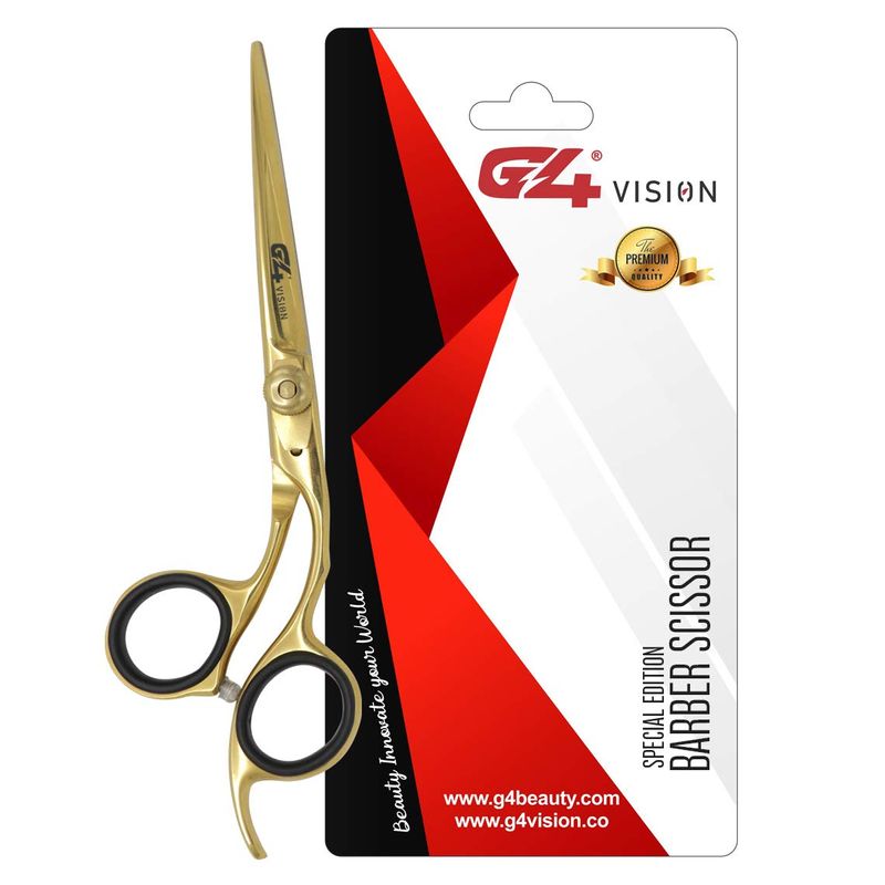 G4 Vision Professional Curved Gold Barber Scissor for Hair Trimming Razor Edge Scissors Hair ...