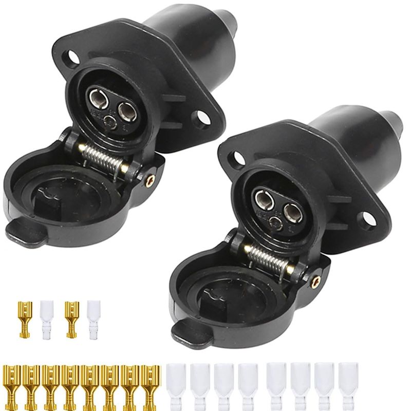 ETUKER 2x3 Pin Trailer Socket, 3 Pin Tractor Socket Connector with Flat ...