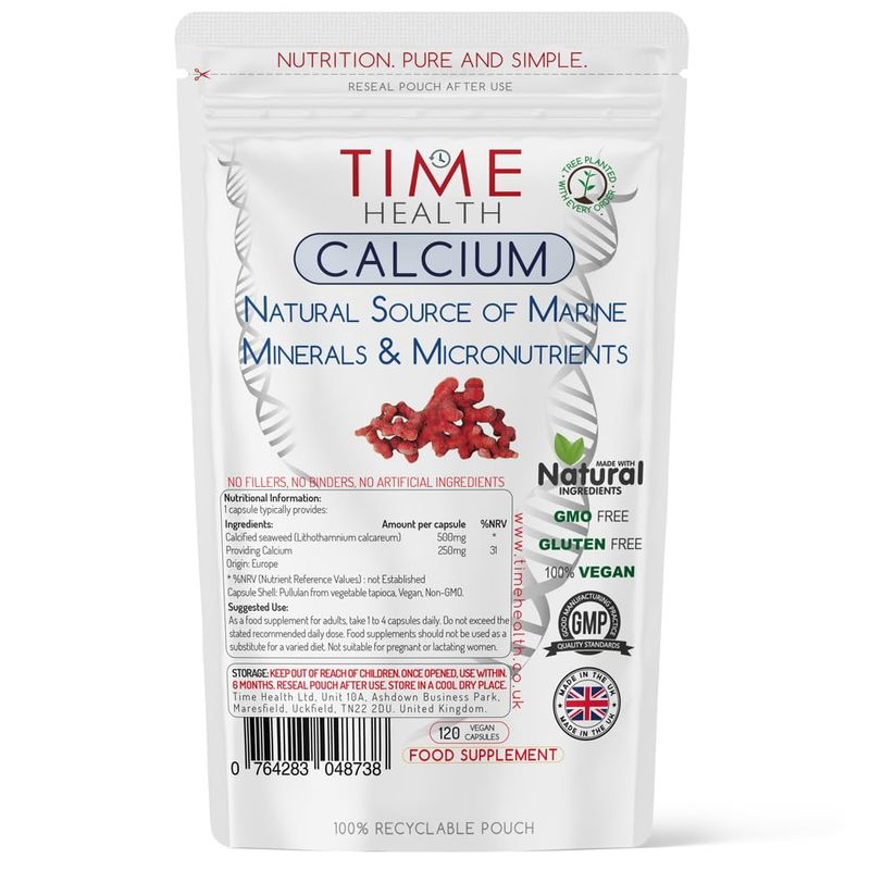 Marine Calcium and Trace Minerals – 120 Capsules – Made from Red Alga ...