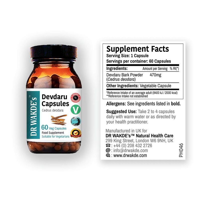 DR WAKDE'S Devdaru Capsules (Cedrus deodara), 60 Veg Caps, Plant-Based ...