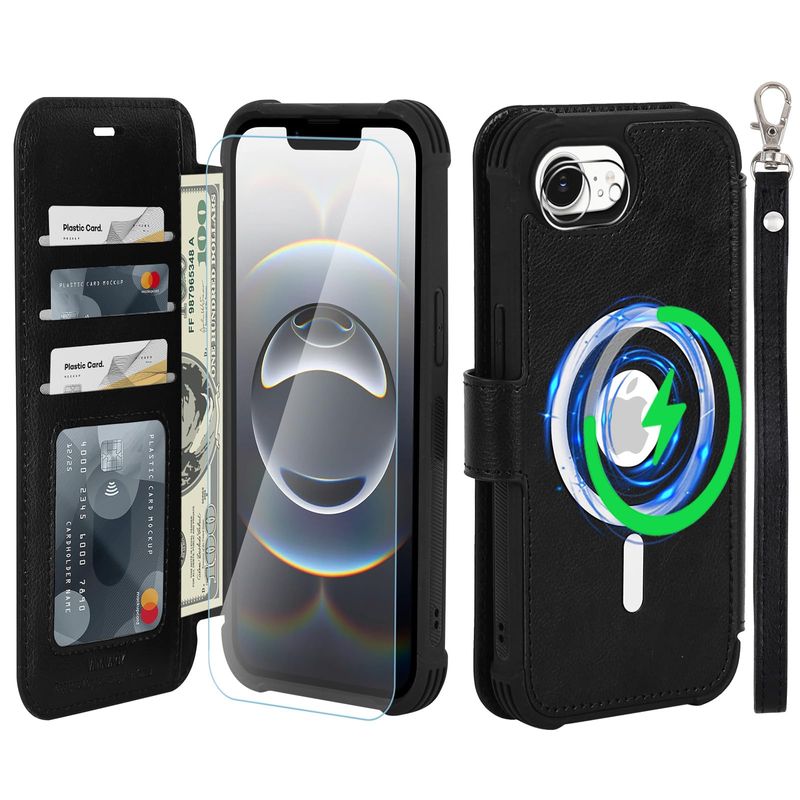 VANAVAGY Compatible for iPhone 16E Wallet Case for Magsafe Wireless ...